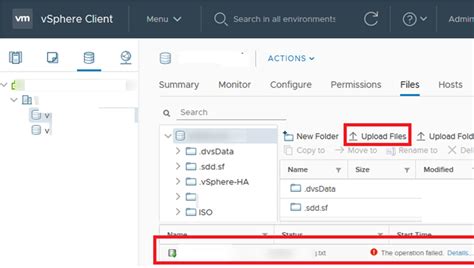 vmware vsphere failed to upload files to datastore windows os hub