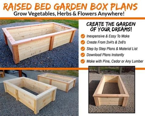 Diy Raised Bed Garden Box Plans Simple Strong Beautiful Etsy Garden
