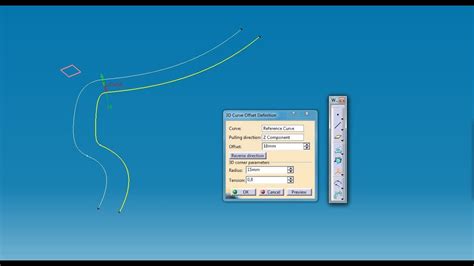 catia v5 3d curve offset youtube