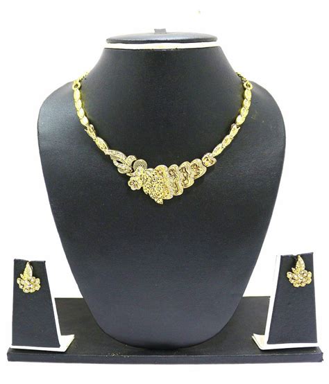 Zaveri Pearls Golden Alloy Contemporary Necklace Set Buy Zaveri