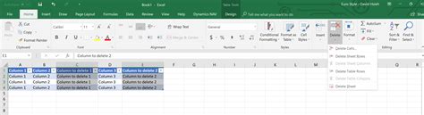 windows 10 how to delete multiple non adjacent columns in excel at