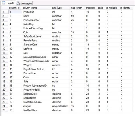 query results column information codeproject