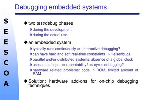 ppt debugging of real time embedded systems experiences from seescoa