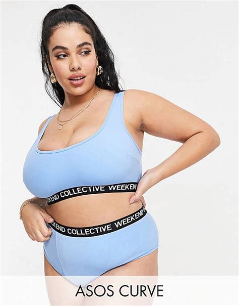 Asos Weekend Collective Curve Exclusive Scoop Crop And Pants With Logo