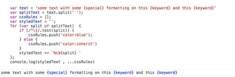 javascript format console log with color and variables surrounding
