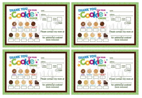 2018 Girl Scout Cookie Thank You Order Form Receipt