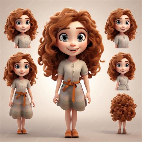 Premium Vector 3d Cartoon Animation Pale White Girl With Brunette