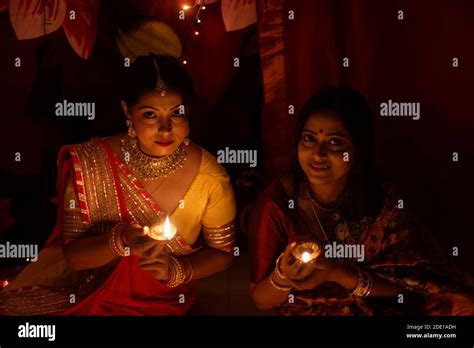 Two Beautiful Indian Bengali Women In Indian Traditional Dress