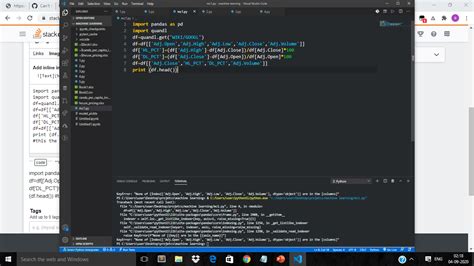 pandas data frame error issued in the python code given