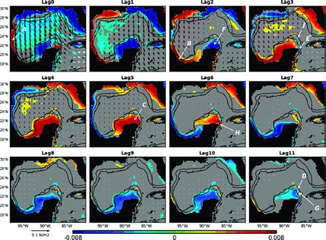 Linear Lagged Regressions Of Model Sea Level Height M And Wind Stress