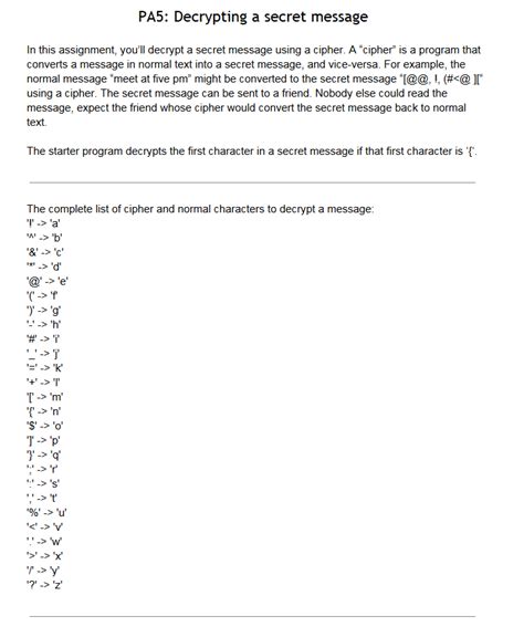 solved pa5 decrypting a secret message in this assignment