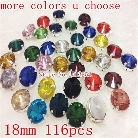 116pcs Lot 18mm Rivoli Crystal In Claw Setting Sew On Round Glass Fancy