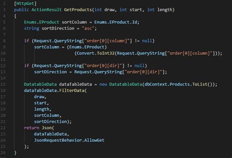 server side pagination and sorting using jquery datatables dev