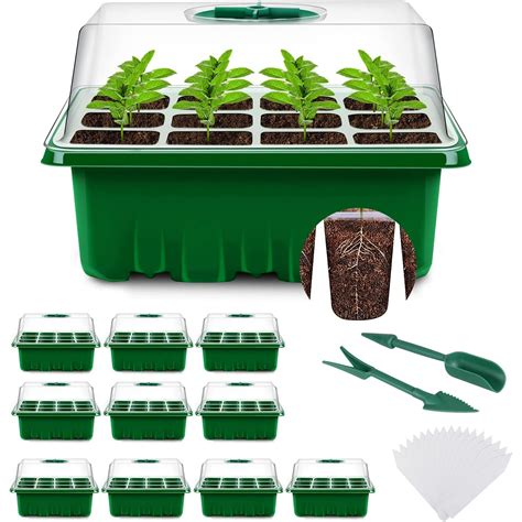 Mini Invernadero Para Plantas 10 Piezas 120 Celdas Bandeja De