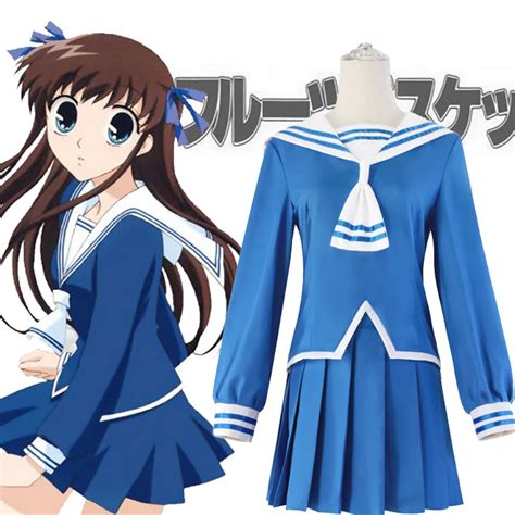 Fruits Basket Cosplay Tohru Honda Costume Sailor Dress Womens Girls
