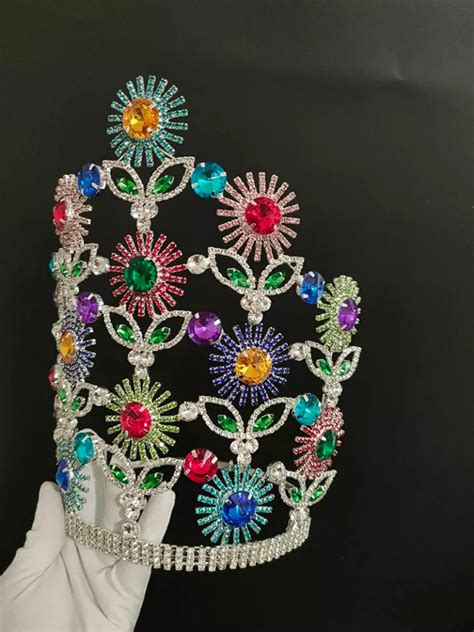 Pageant Tiras Crowns Large Floral Wedding Crowns Bling Brides Bouquet