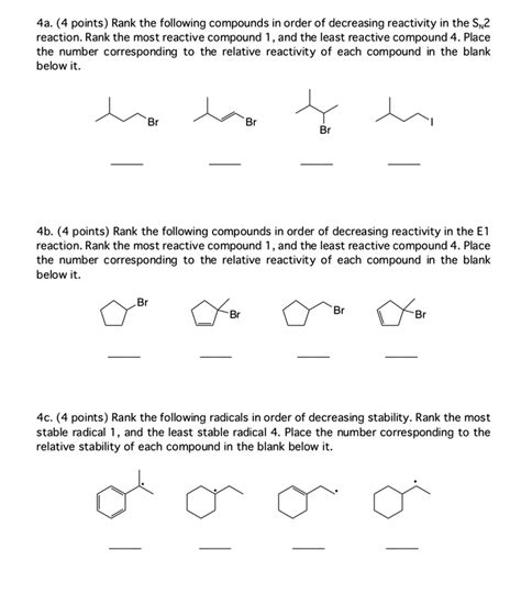 Solved 4a 4 Points Rank The Following Compounds In Order Of