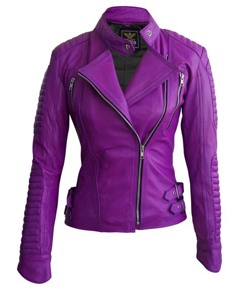 Leather Skin Women Purple Brando Leather Jacket On Luulla