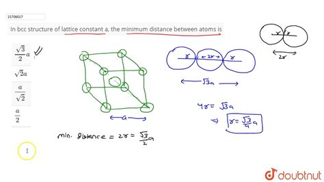 in bcc structure of lattice constant a the minimum distance between