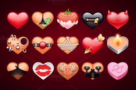 set of vector sex hearts icons ~ icons on creative market