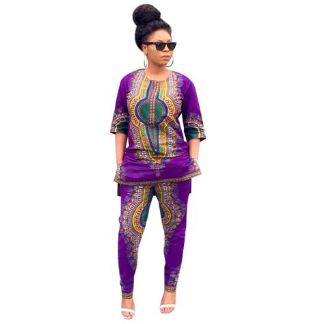 African Hot Sale 2016 Fashion Design Women Suit 2 Piece Set Purple
