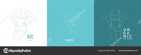 Set Abstract Minimalistic Female Figure Underwear Vector Fashion