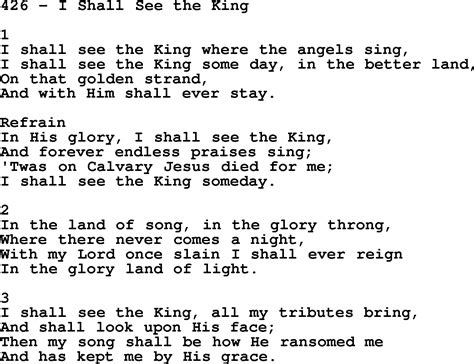 Adventist Hymnal Song 426 I Shall See The King With Lyrics Ppt