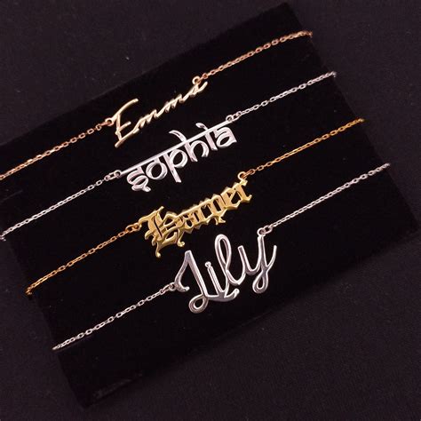 14k Solid Gold Name Necklace Nameplate Necklace Dainty Name Necklace