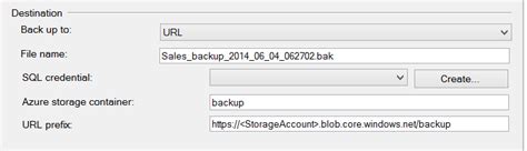 sql server backup to azure blob using sql server 2014 management