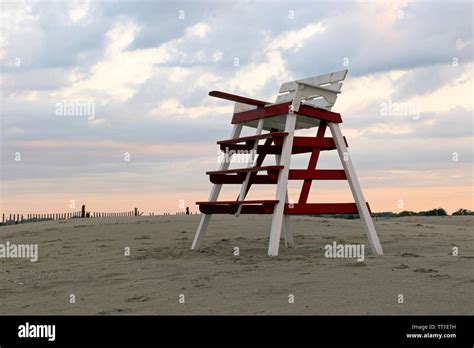 A Lifeguards Chair On The Beach In Cape May New Jersey Usa Stock