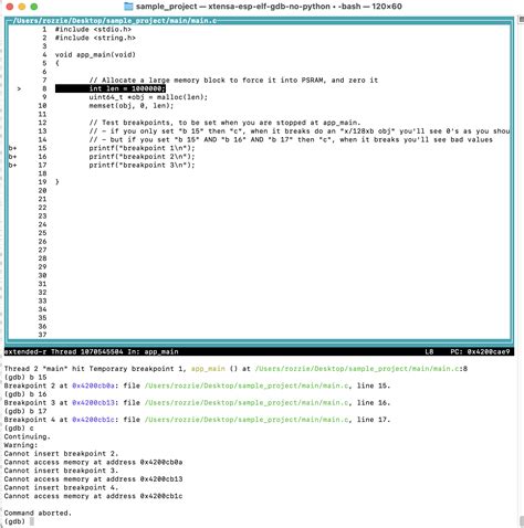 setting gdb breakpoints at init causes psram memory overwrite idfgh