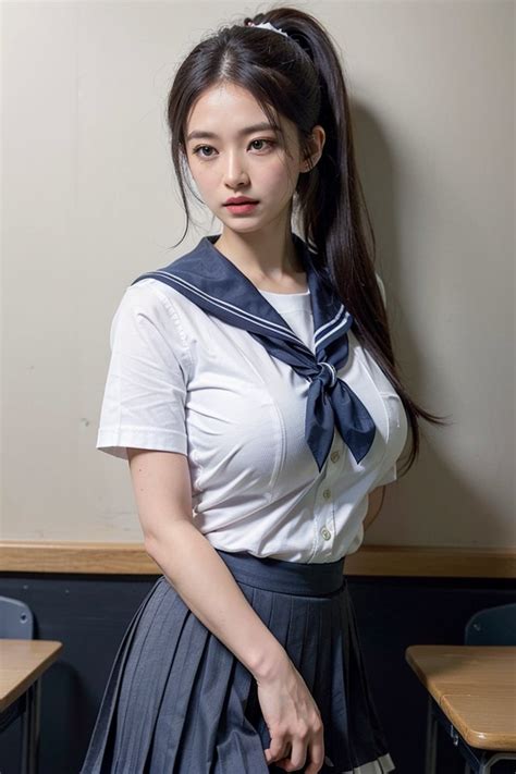 포니테일에 세라복 입은 청순 여학생 그리기 만들기