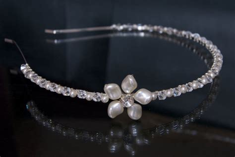 Wedding Headband Bridal Headbands Diamante Stones And Ivory Pearls