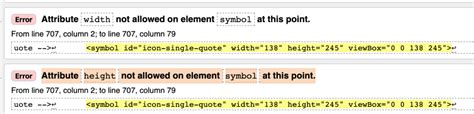 html attribute width and height not allowed on element symbol at this