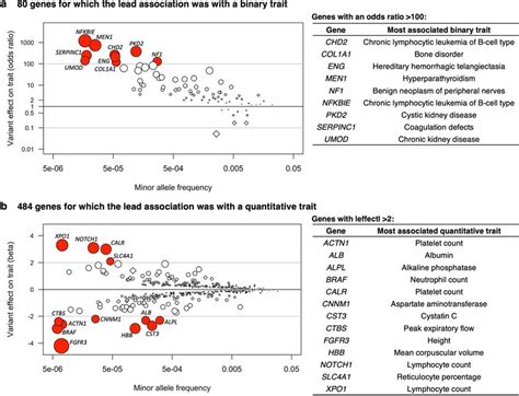 Lead Trait Associations For 564 Genes With A Rare Variant Association