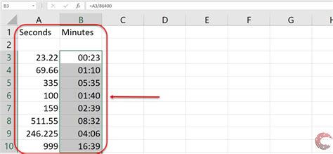 how to convert seconds to minutes in excel