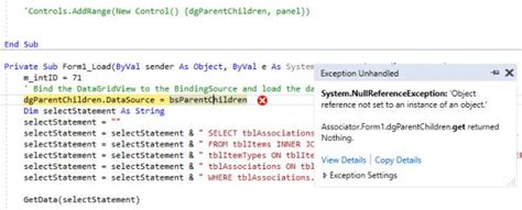 [resolved] datagridview getting object reference not set to an