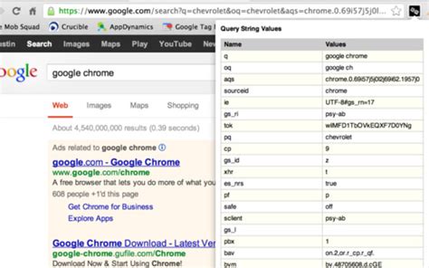 query string values chrome web store