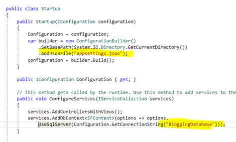 how to pass connection string from appsettings name json to dbcontext