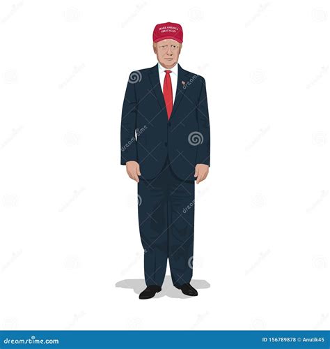Imagen Vectorial Del Presidente Donald Trump Con Sombrero Rojo Foto De