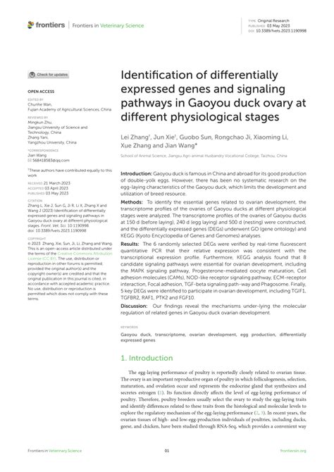 Pdf Identification Of Differentially Expressed Genes And Signaling