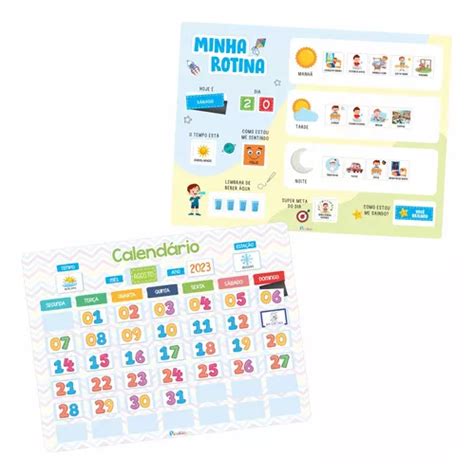Kit Quadros Educativos Infantil Rotina Diária Calendário