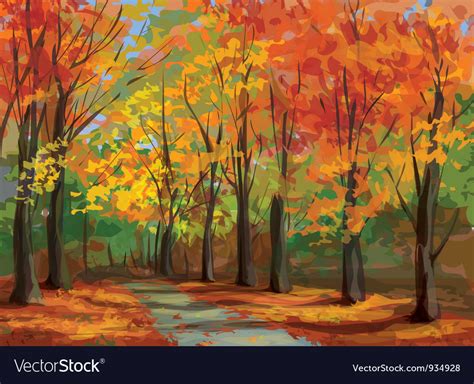Autumn Landscape Royalty Free Vector Image Vectorstock