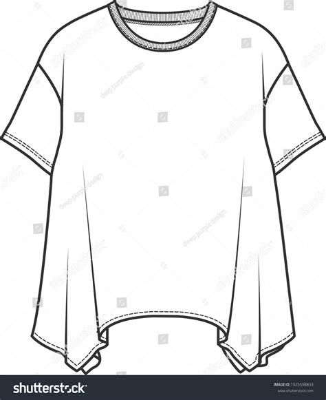 T Shirt Fashion Flat Sketch Template Stock Vector Royalty Free