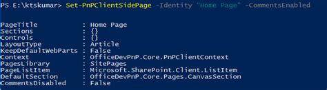 how to enable or disable comments in modern sharepoint page using pnp