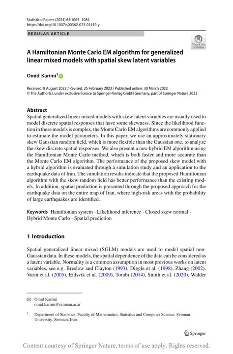 A Hamiltonian Monte Carlo Em Algorithm For Generalized Linear Mixed