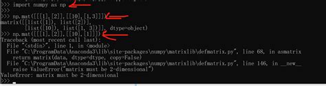 python numpy matrix must be 2 dimensional stack overflow