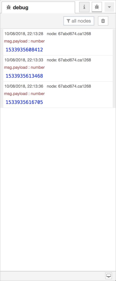 sidebar debug messages node red