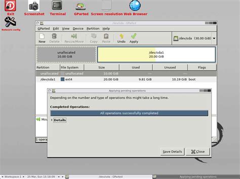 how to resize active primary root partition in linux using gparted