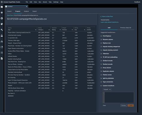 amazon sagemaker data wrangler aggregate and prepare data for machine